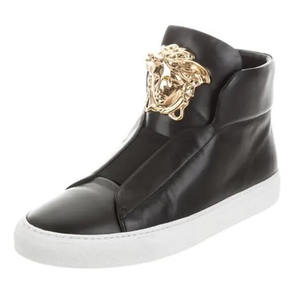 Versace | Shoes | Versace Palazzo Gold Metal Medusa High Top Black ...